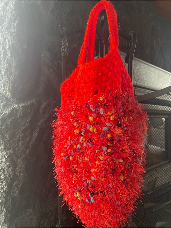 unbranded | Bags | Bright Red Handcrafted Textured Tote With Multicolor ...
